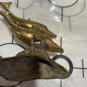 Accents | Vintage Large Brass Dolphins Statue Mid Century Stunning ...